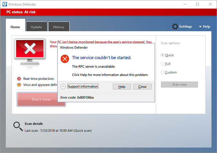 Windows Defender won't start (RPC server unavailable) - Windows 10 Forums Windows Defender won't start (RPC server unavailable) - Windows 10 Forums