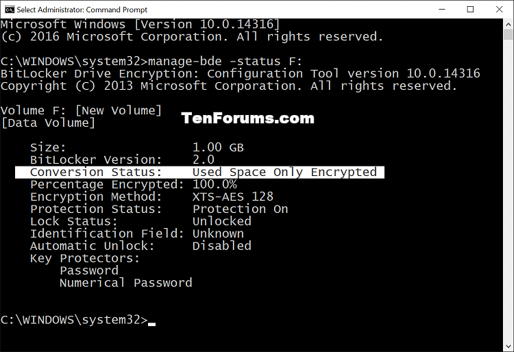 Bitlocker Status Question Windows 10 Forums