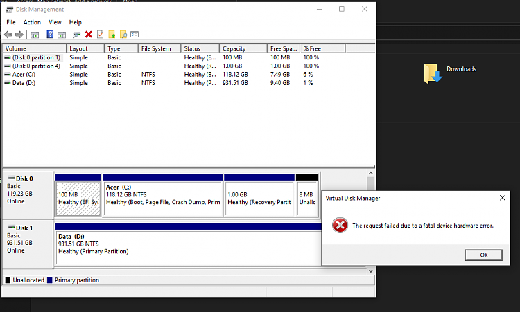 The request failed due to a fatal device hardware error - External HD ... The request failed due to a fatal device hardware error - External HD ...