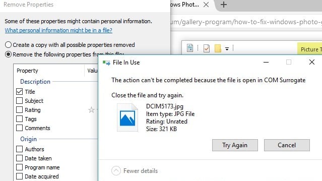 The Action Cant Be Completed Because The File Is Open In Com Surrogate Windows 10 Forums