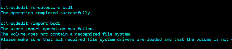 Bcdedit The Boot Configuration Data Store Could Not Be Opened
