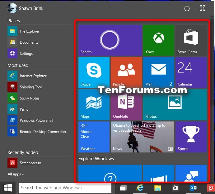 Enable or Disable Resizable Start Menu in Windows 10 | Tutorials Enable or Disable Resizable Start Menu in Windows 10 | Tutorials