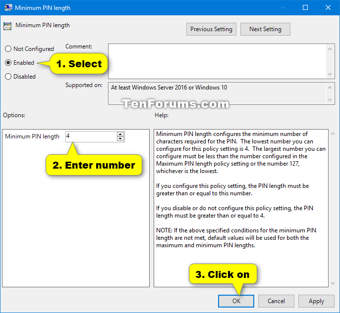 Specify Maximum and Minimum PIN Length in Windows 10 | Tutorials Specify Maximum and Minimum PIN Length in Windows 10 | Tutorials