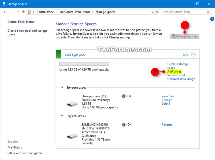 How To Add Disks To Storage Pool For Storage Spaces In Windows 10 Tutorials