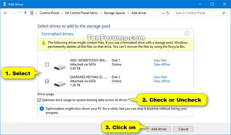 How To Add Disks To Storage Pool For Storage Spaces In Windows 10 Tutorials