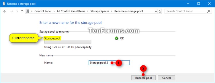 Rename Storage Pool For Storage Spaces In Windows 10 Tutorials