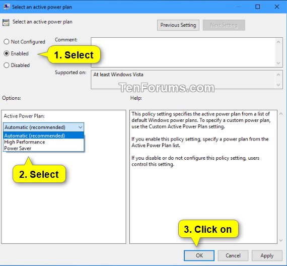 Specify Default Active Power Plan in Windows 10 | Tutorials Specify Default Active Power Plan in Windows 10 | Tutorials