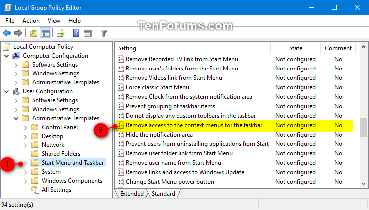 Enable or Disable Taskbar Context Menus in Windows 10 | Tutorials Enable or Disable Taskbar Context Menus in Windows 10 | Tutorials