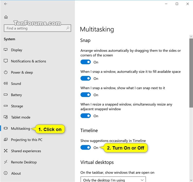Turn On or Off Timeline Suggestions in Windows 10 | Tutorials Turn On or Off Timeline Suggestions in Windows 10 | Tutorials