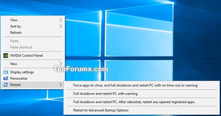 Add Restart Context Menu in Windows 10 | Tutorials Add Restart Context Menu in Windows 10 | Tutorials