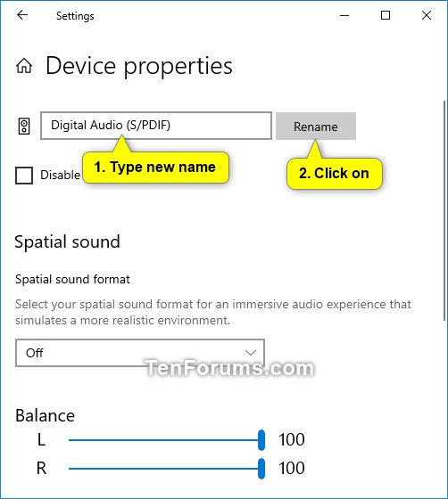 Rename Sound Input or Output Device in Windows 10 | Tutorials Rename Sound Input or Output Device in Windows 10 | Tutorials