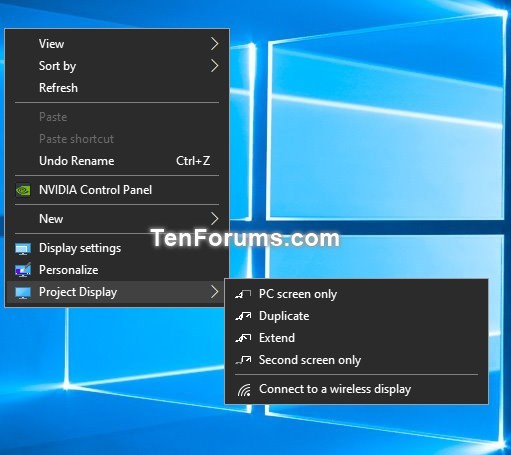 Add Project Display context menu in Windows 10 | Tutorials Add Project Display context menu in Windows 10 | Tutorials