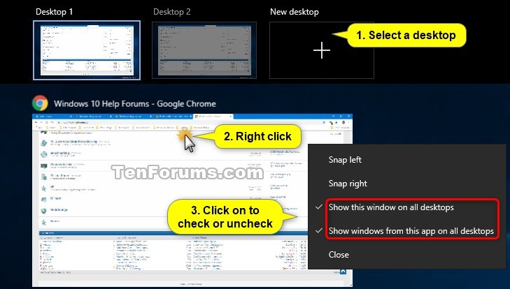 Show Window from App on All Virtual Desktops in Windows 10 | Tutorials Show Window from App on All Virtual Desktops in Windows 10 | Tutorials