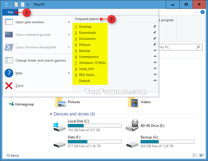 Recent Items and Frequent Places - Turn On or Off - Windows 10 General ... Recent Items and Frequent Places - Turn On or Off - Windows 10 General ...
