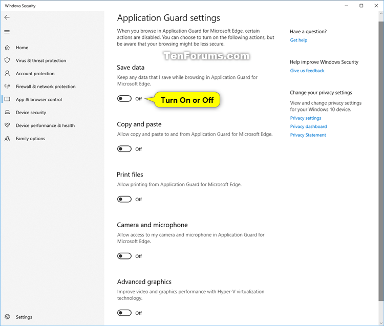 Turn On Or Off Save Data In Application Guard For Microsoft Edge