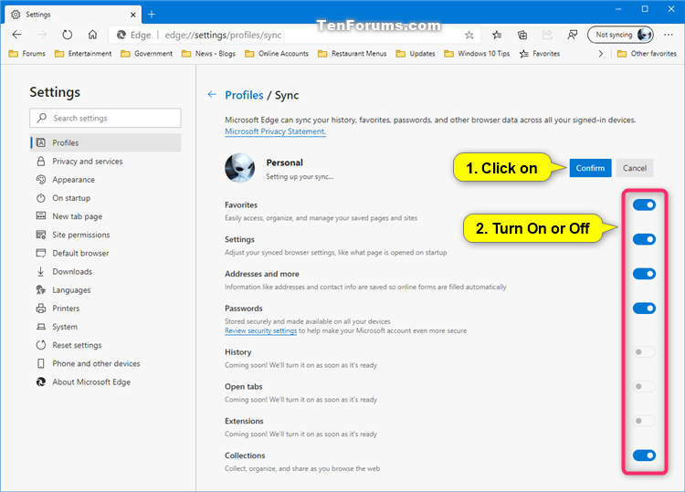 How to Turn On or Off Sync for Profile in Microsoft Edge Chromium ... How to Turn On or Off Sync for Profile in Microsoft Edge Chromium ...