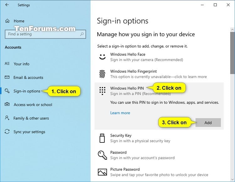 Add PIN to your Account in Windows 10 | Tutorials Add PIN to your Account in Windows 10 | Tutorials