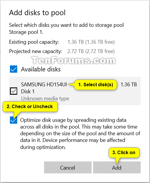 How To Add Disks To Storage Pool For Storage Spaces In Windows 10 Tutorials