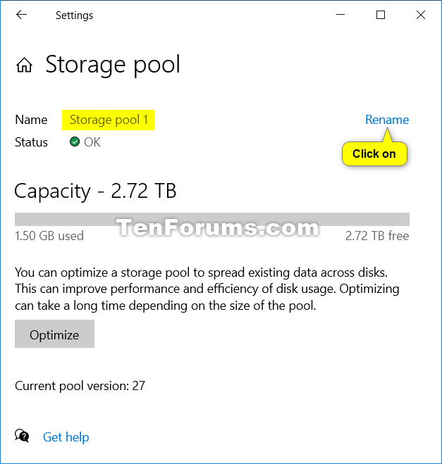 Rename Storage Pool For Storage Spaces In Windows 10 Tutorials