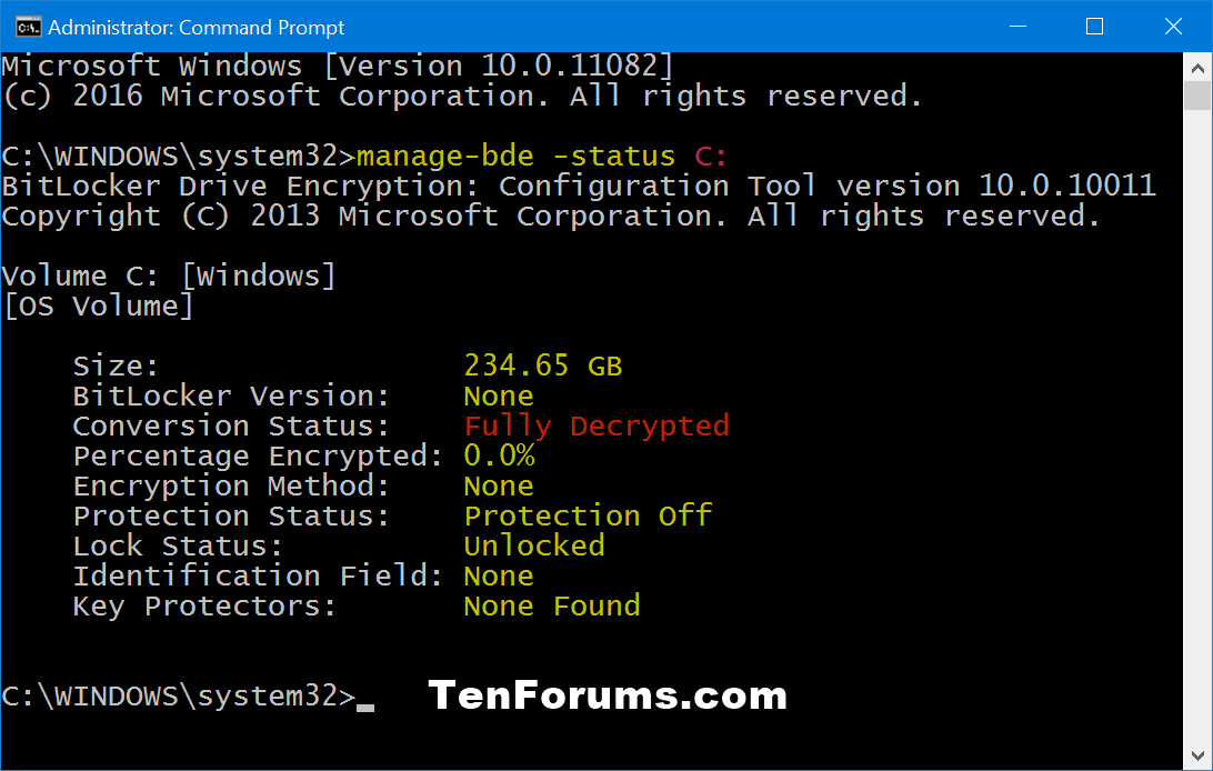 Check Bitlocker Drive Encryption Status In Windows 10 Tutorials