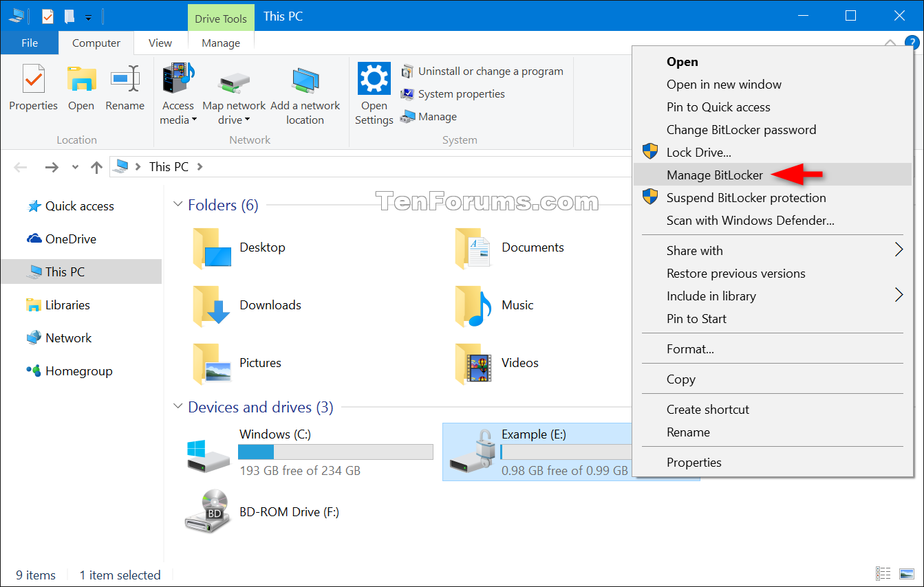 Add or Remove Manage BitLocker context menu in Windows | Tutorials Add or Remove Manage BitLocker context menu in Windows | Tutorials