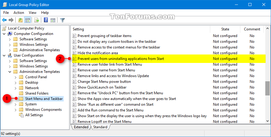 Enable or Disable Uninstall Apps from Start in Windows 8 and 10 | Tutorials Enable or Disable Uninstall Apps from Start in Windows 8 and 10 | Tutorials
