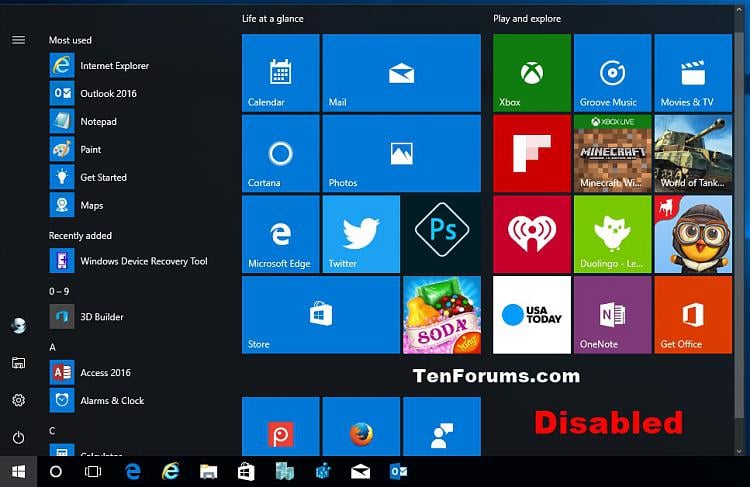 Enable or Disable Live Tiles on Start in Windows 10 | Tutorials Enable or Disable Live Tiles on Start in Windows 10 | Tutorials