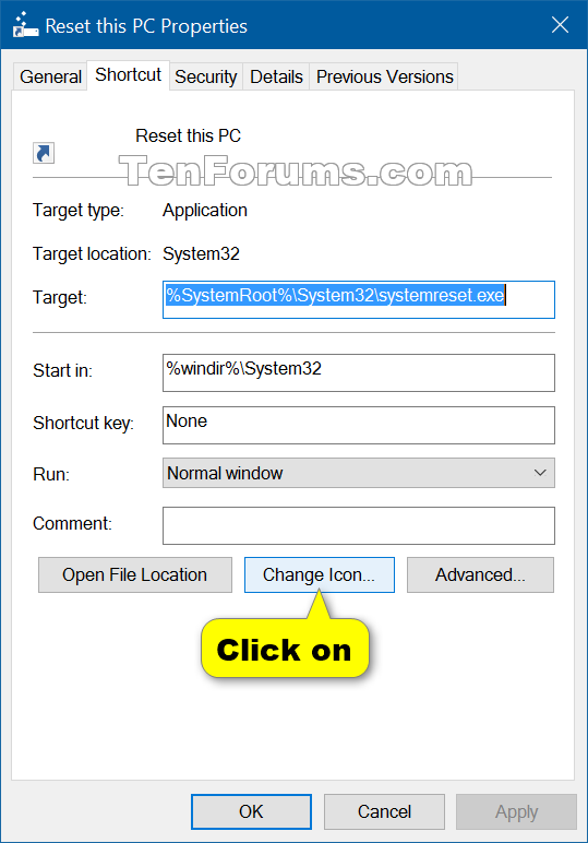 Create Reset this PC shortcut in Windows 10 | Tutorials Create Reset this PC shortcut in Windows 10 | Tutorials
