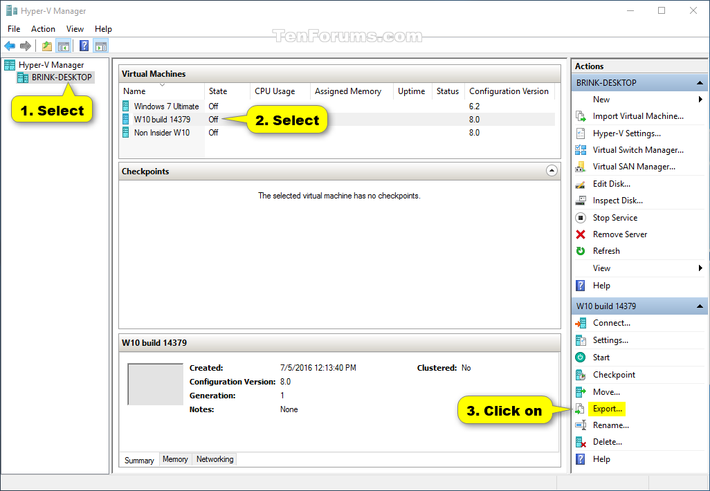 Export Hyper-V Virtual Machine in Windows 10 | Tutorials Export Hyper-V Virtual Machine in Windows 10 | Tutorials