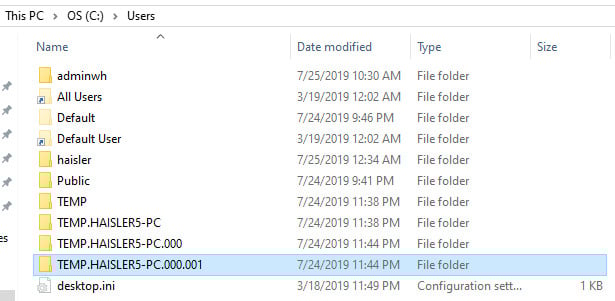Windows Temporary User Profile Temp Issue