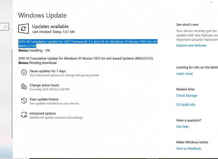 an update is stuck ver 1903 Cumulative Update for .NET Framework 3.5 ... an update is stuck ver 1903 Cumulative Update for .NET Framework 3.5 ...